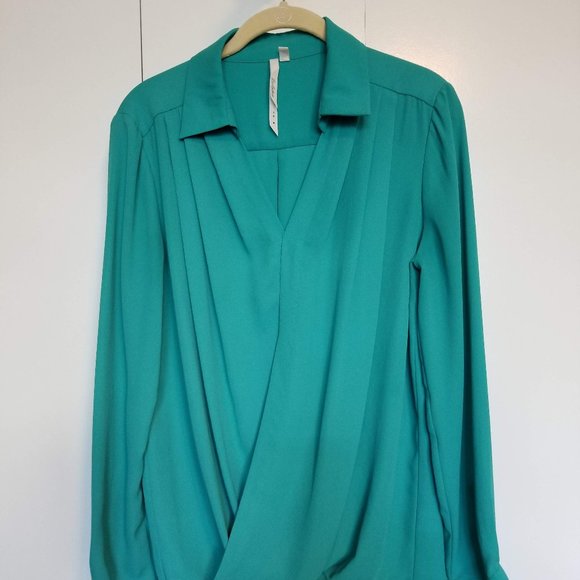 Bellatrix | Tops | Bellatrix Wrap Front Blouse Green Sl | Poshmark